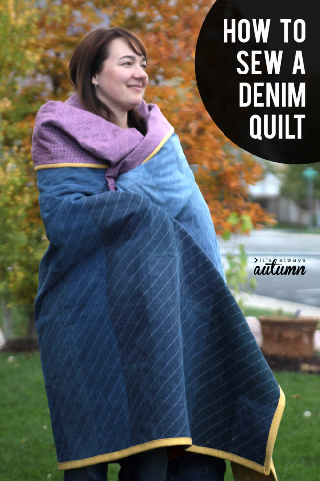The easiest way to sew a gorgeous denim quilt - It's Always Autumn