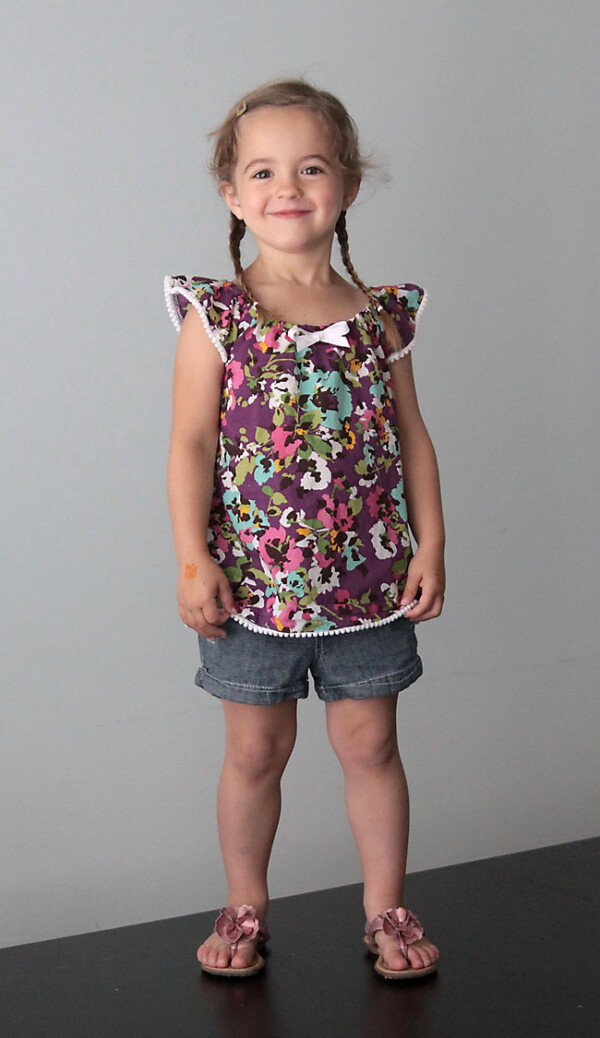 girl's flutter sleeve dress or top sewing tutorial & free pattern in 4T ...