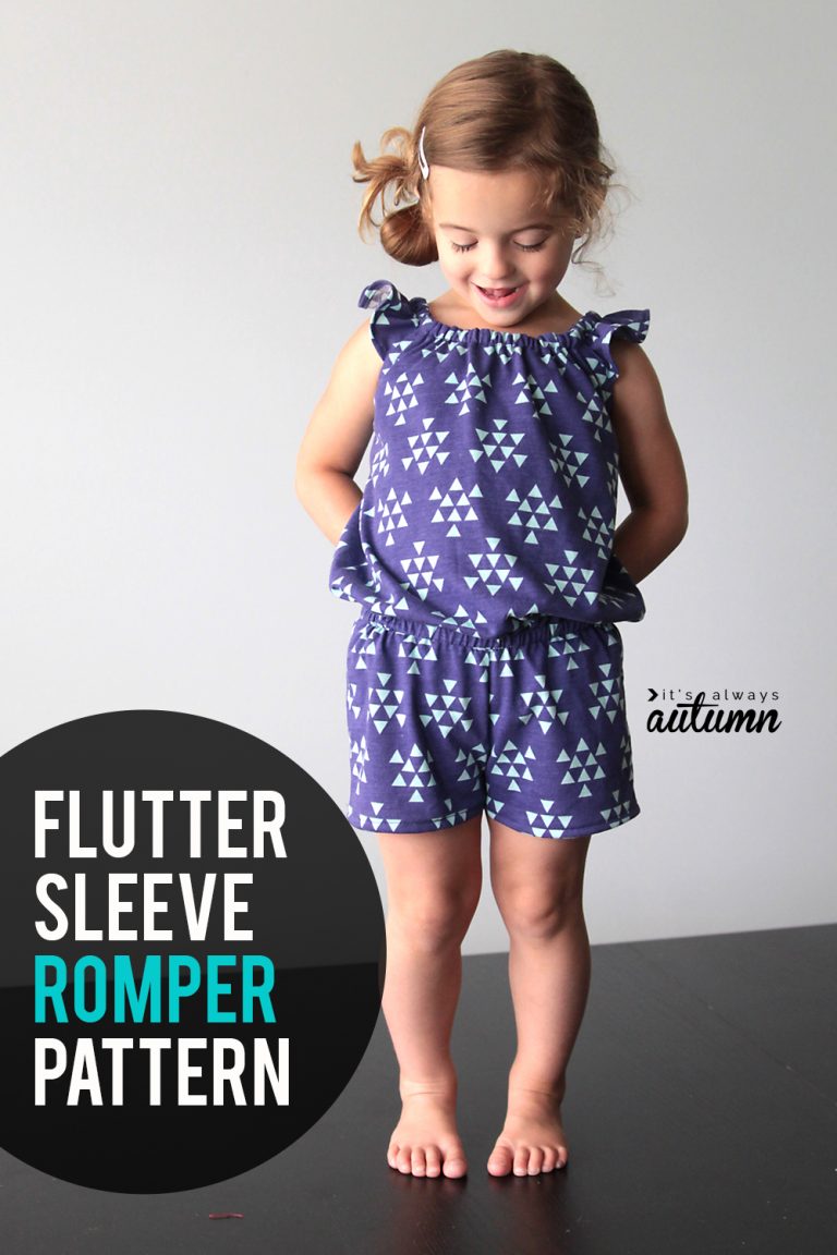 free pattern for girls flutter sleeve romper & sewing tutorial