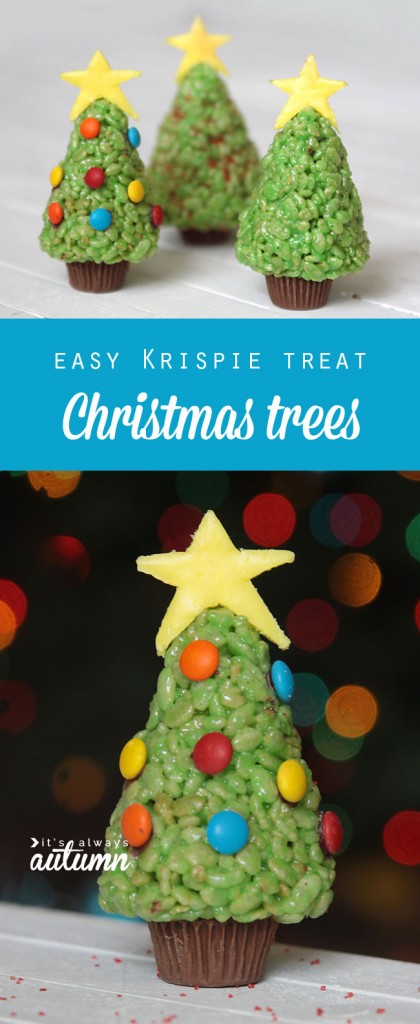 easy rice krispie krispy treat christmas trees to make with kids