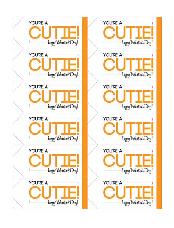"you're a cutie!" free printable healthy Valentine - It's Always Autumn