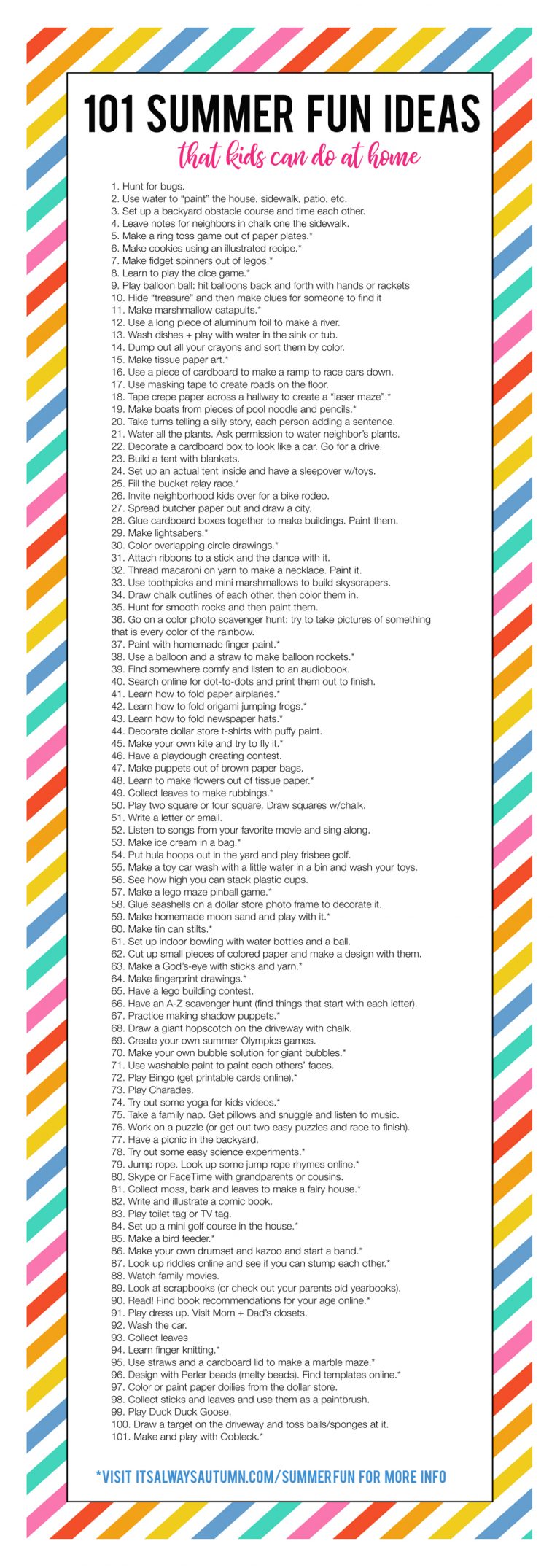 101 Fun Summer Activities for Kids - It's Always Autumn