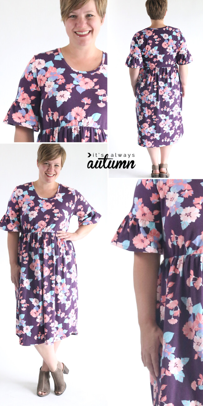 easy ruffle sleeve dress sewing tutorial - It's Always Autumn