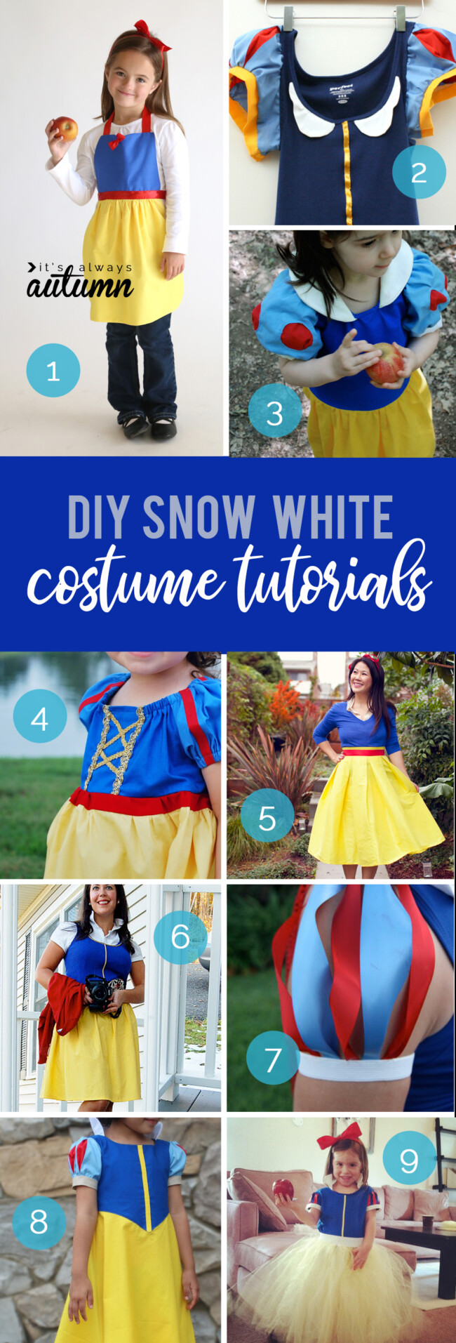 huge list of DIY princess costumes: DIY Snow white costume and more!