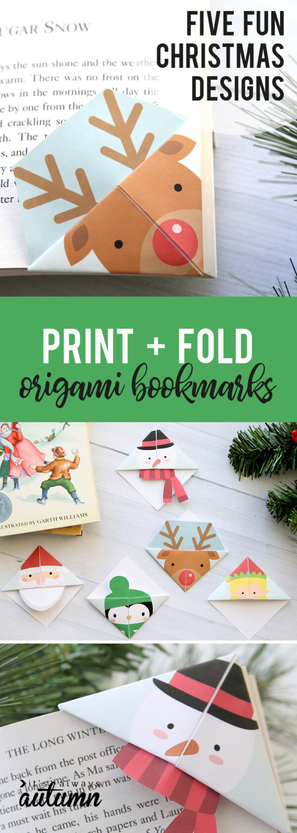Printable Christmas origami bookmarks - It's Always Autumn