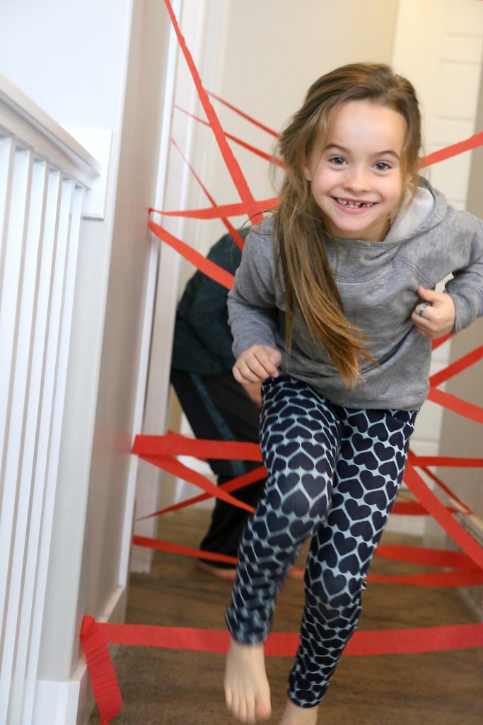 DIY hallway laser maze {indoor fun for kids} - It's Always Autumn