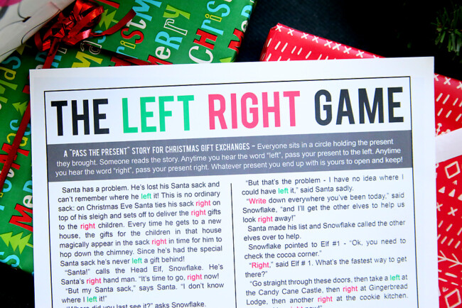 The Christmas left right game (w/printable story) - It's Always Autumn
