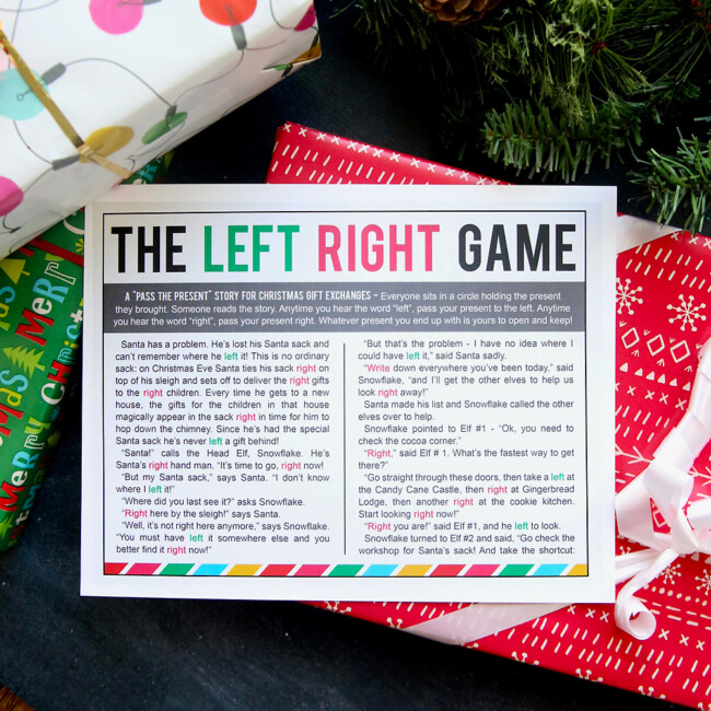 The Christmas left right game (w/printable story) - It's Always Autumn