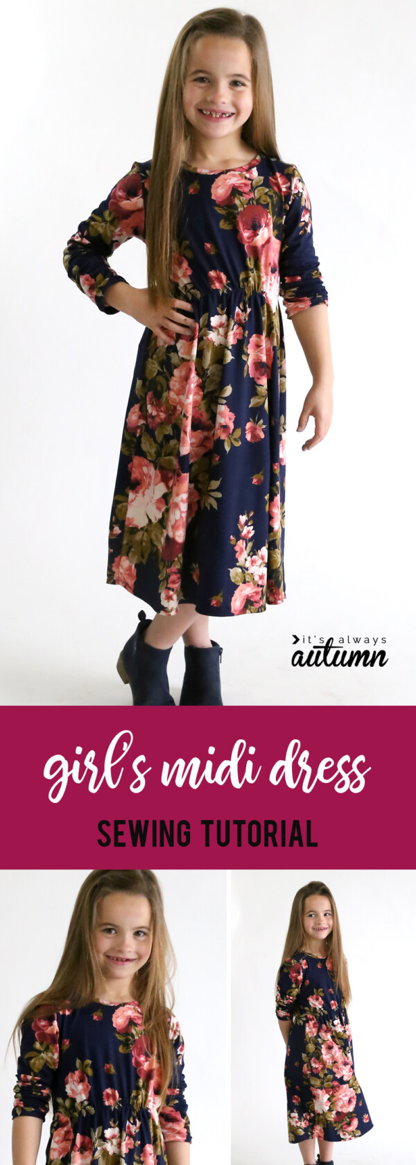 how to make a girl's midi dress without a pattern - It's Always Autumn