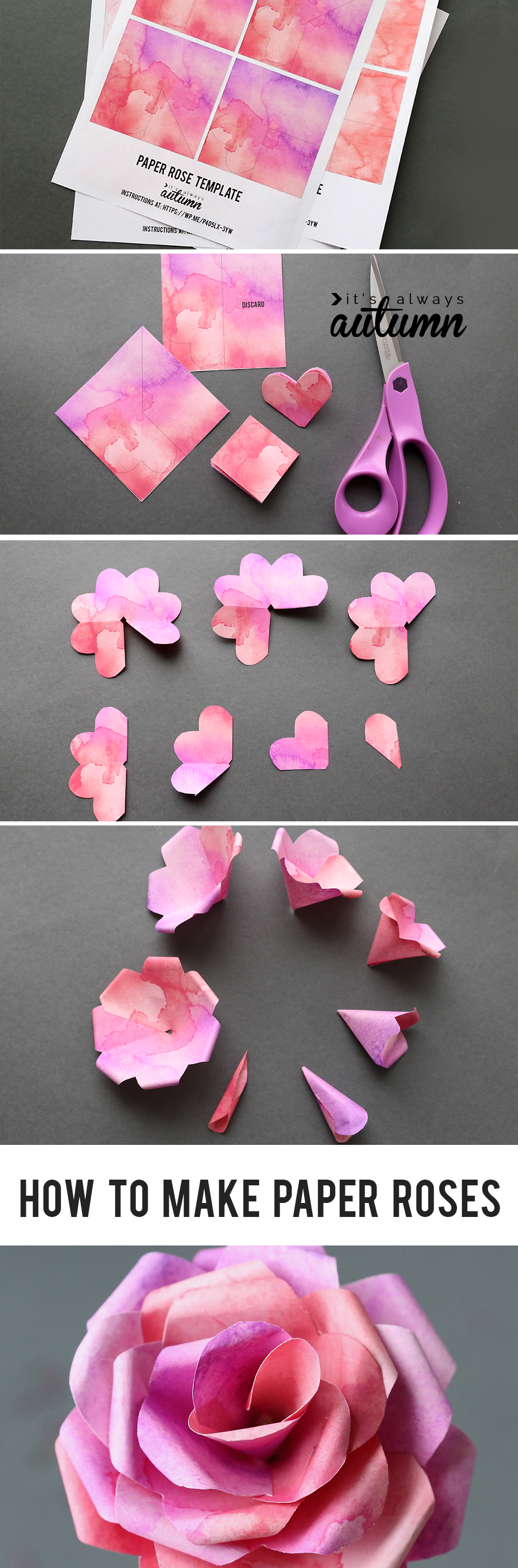 Make Gorgeous Paper Roses With This Free Paper Rose Template It s 