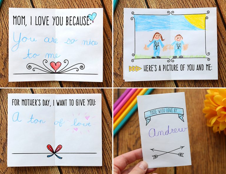 Adorable PRINT + COLOR Mother's Day card for kids - It's Always Autumn