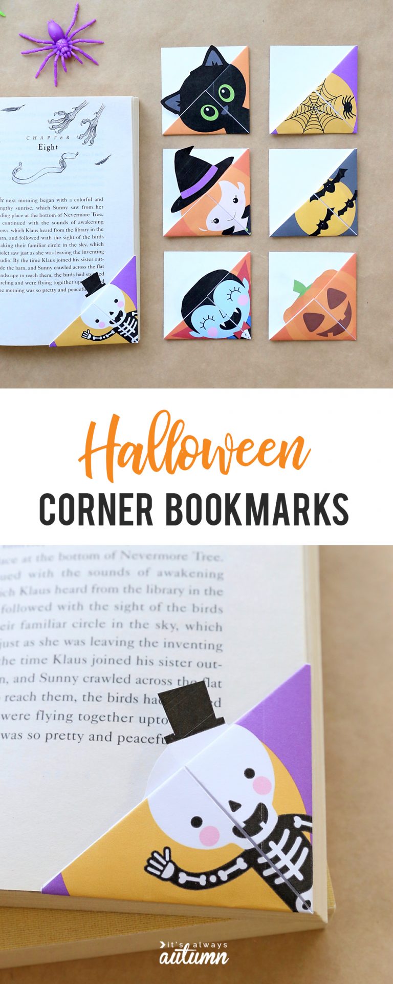 Print + fold Halloween bookmarks tutorial - It's Always Autumn