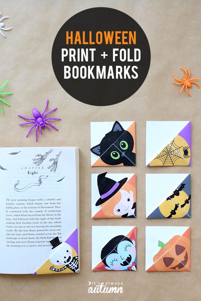 Print + fold Halloween bookmarks tutorial - It's Always Autumn
