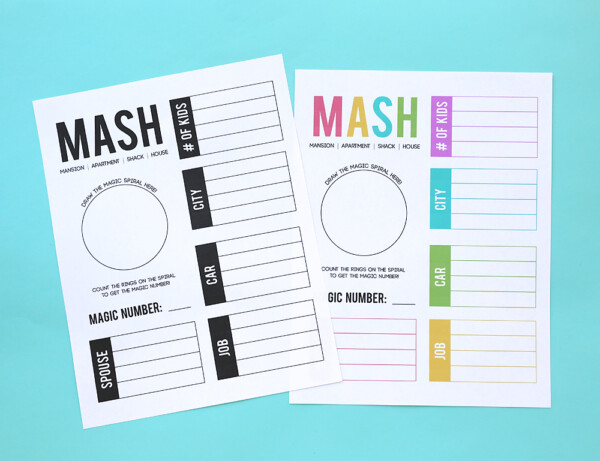 How to Play MASH + Printable Worksheet! - It's Always Autumn