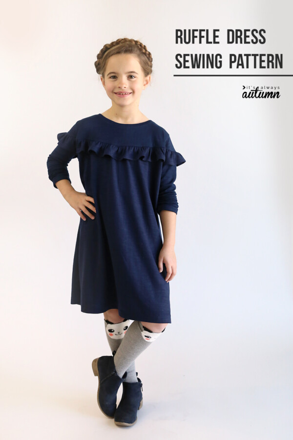 Girls' ruffle dress free sewing pattern - It's Always Autumn