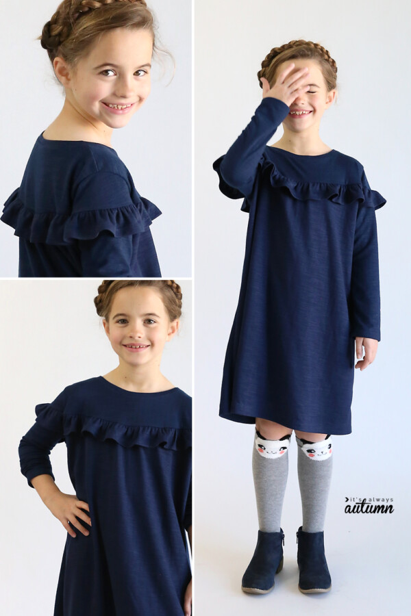 Girls' ruffle dress free sewing pattern - It's Always Autumn