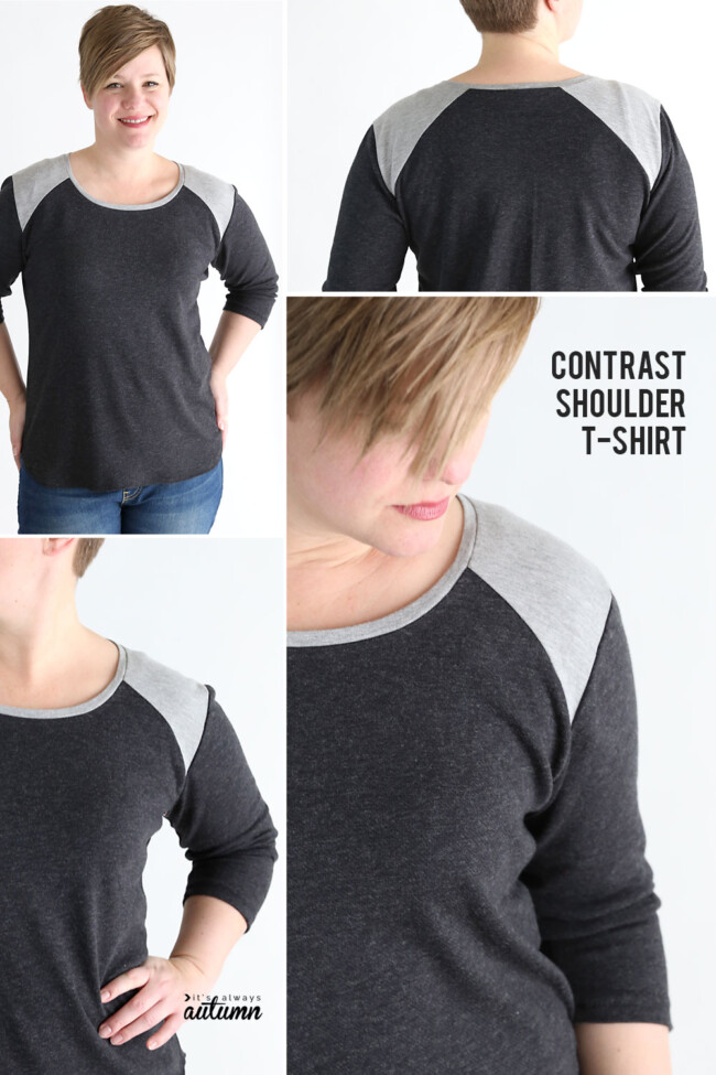 How to sew a women's t-shirt with a contrast shoulder - It's Always Autumn