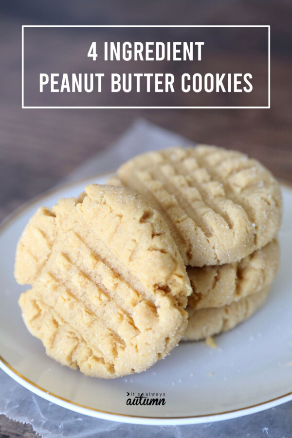 Easy Peanut Butter Cookies (just 4 ingredients!) - It's Always Autumn