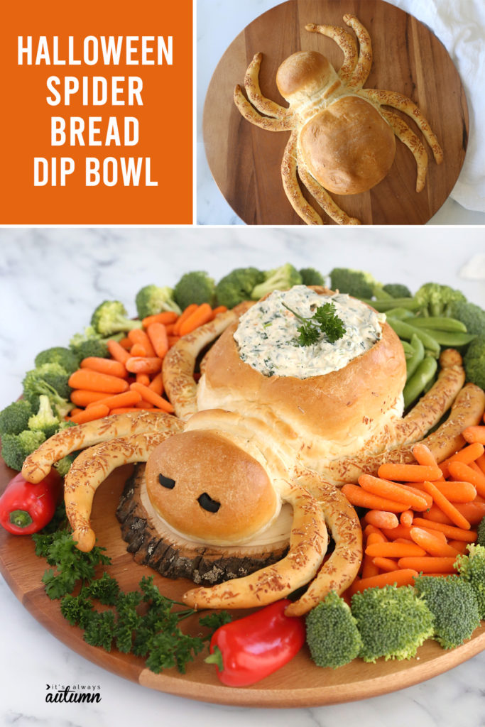 Spider Bread Dip Bowl {fun Halloween appetizer idea!} - It's Always Autumn