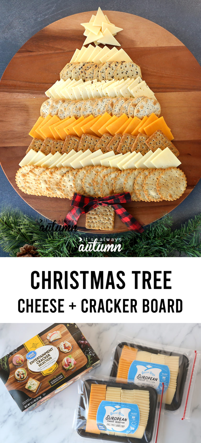 Christmas Tree Cheese Board {easy holiday appetizer} - It's Always Autumn