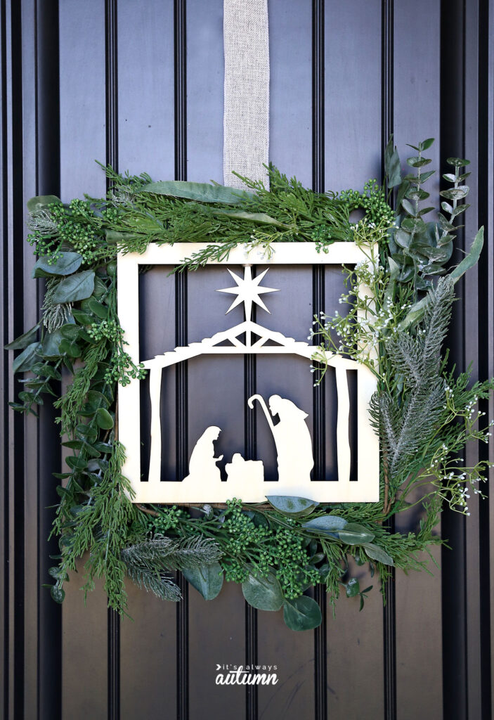 DIY Nativity Cutout Wreath - It's Always Autumn