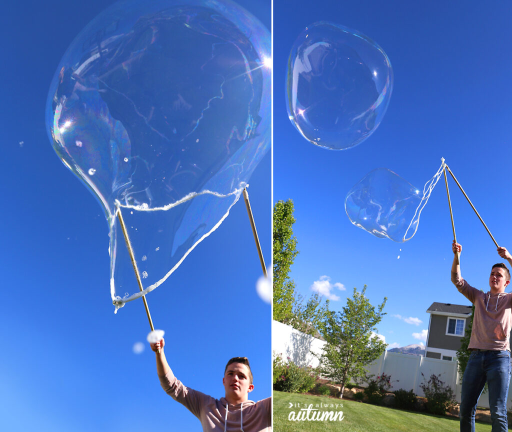How to make a Giant Bubble Wand for AMAZING bubbles - It's Always Autumn