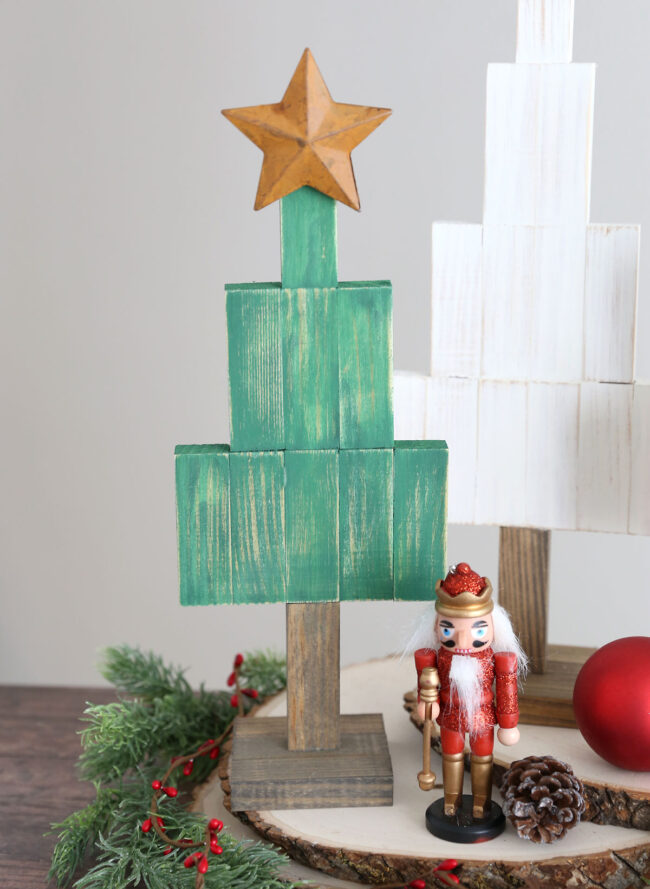 Easy Wood Block Christmas Trees - It's Always Autumn