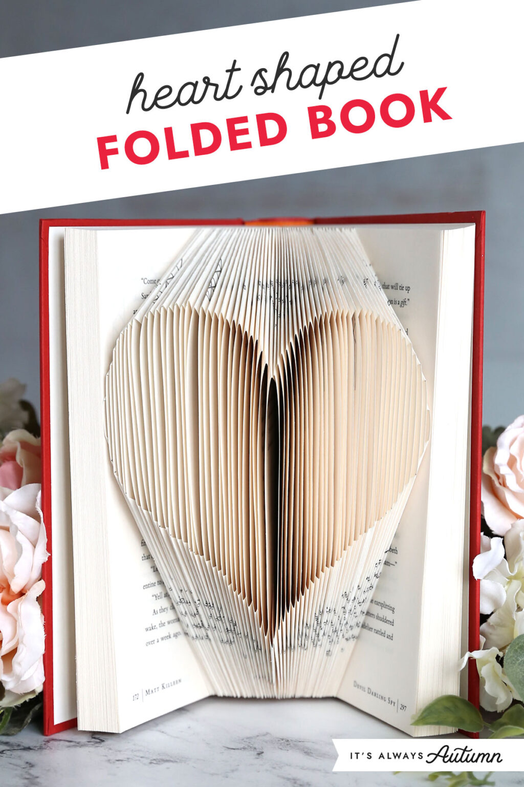 Folded Book Heart {Printable Pattern} - It's Always Autumn