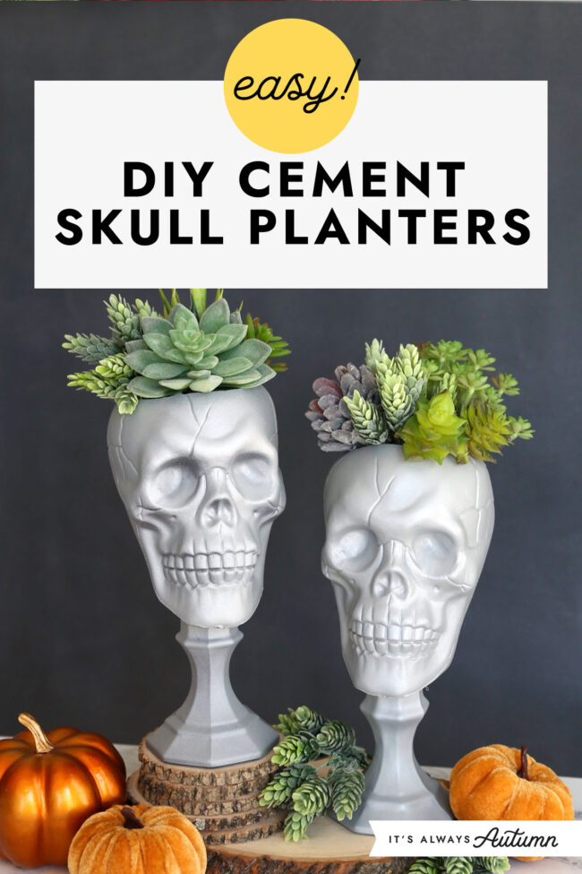 DIY Faux Cement Skull Planters - It's Always Autumn