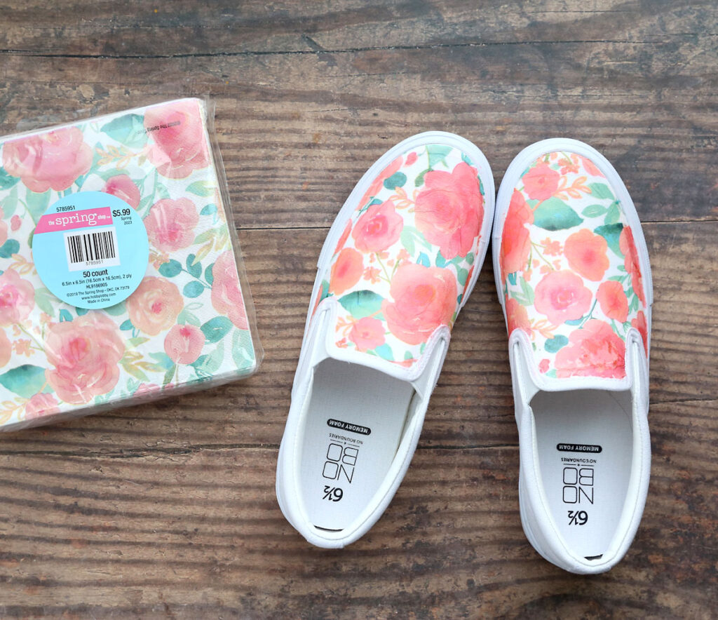 DIY Floral Sneakers {using napkins!} - It's Always Autumn