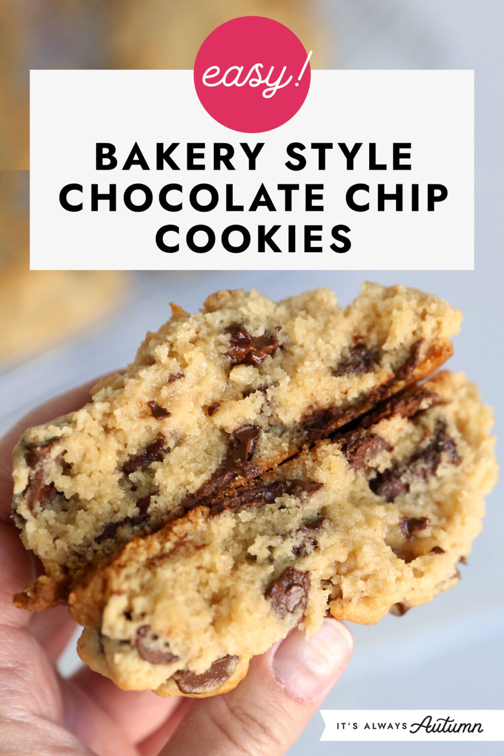 Thick Chocolate Chip Cookie Recipe - It's Always Autumn