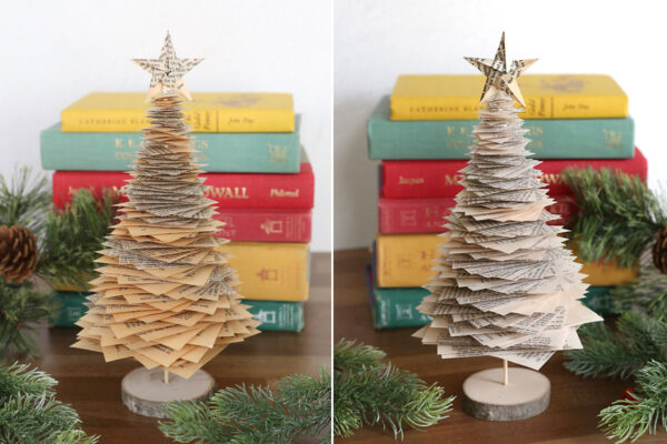 DIY Book Page Christmas Trees - It's Always Autumn