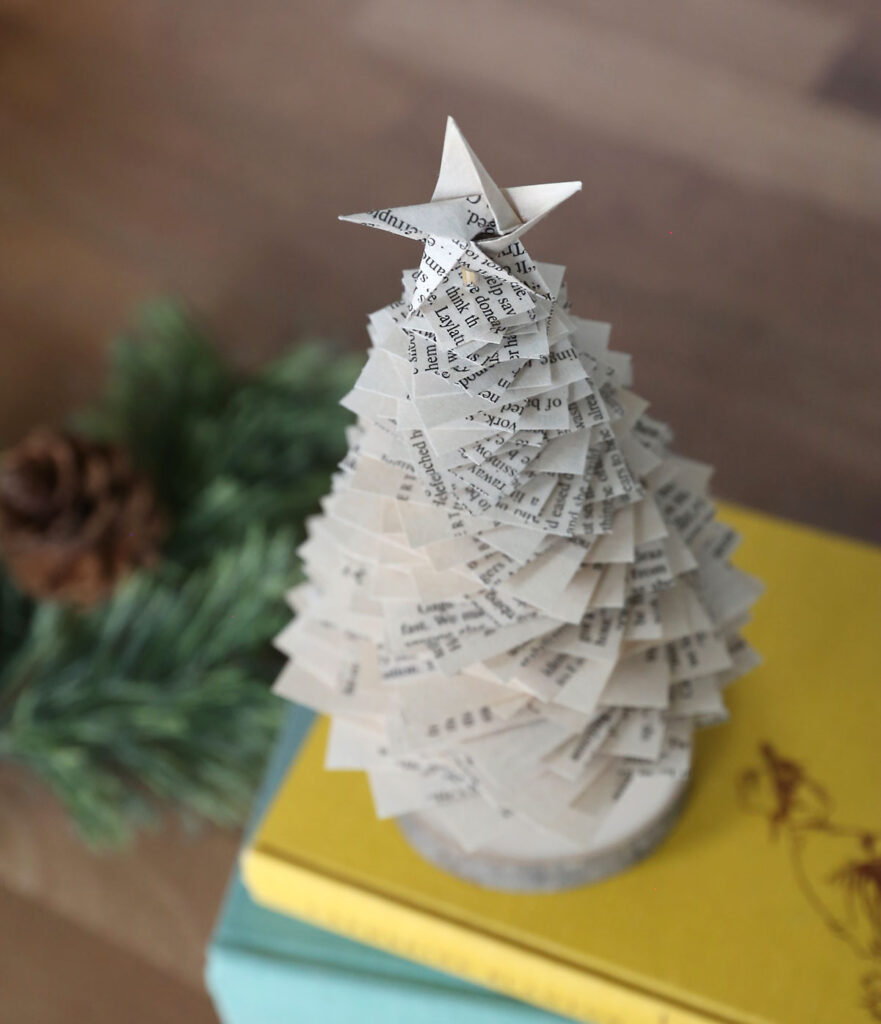 DIY Book Page Christmas Trees - It's Always Autumn