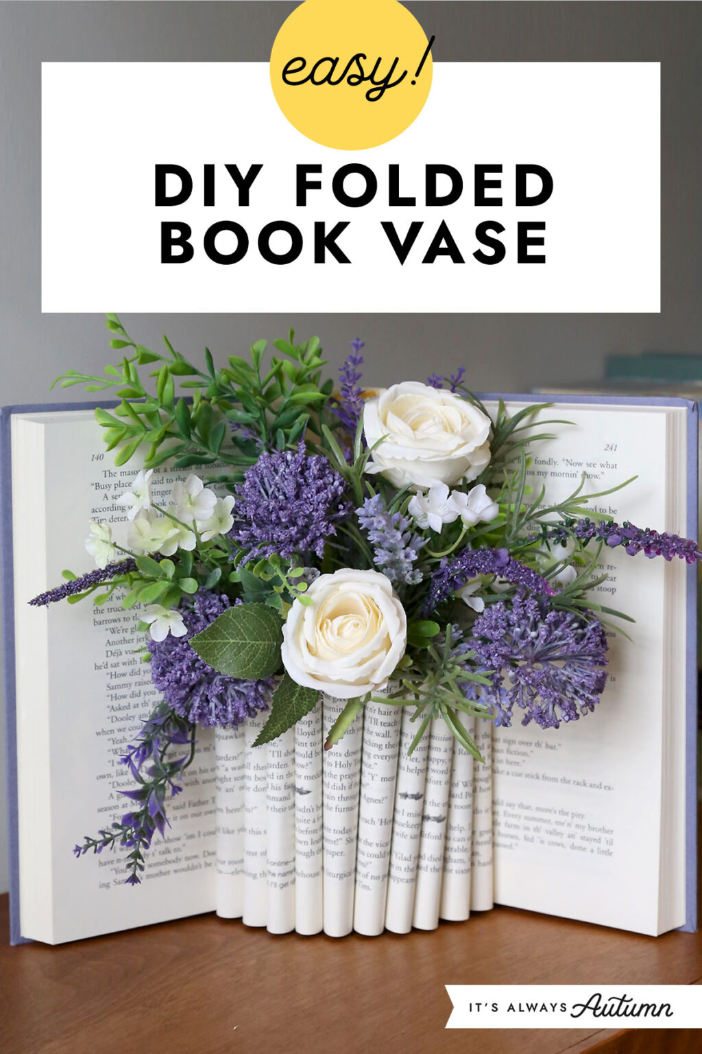 DIY Folded Book Vase - It's Always Autumn
