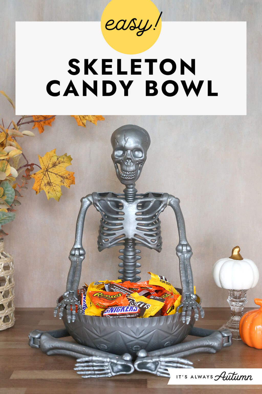 Skeleton Candy Bowl (Pottery Barn Dupe) - It's Always Autumn