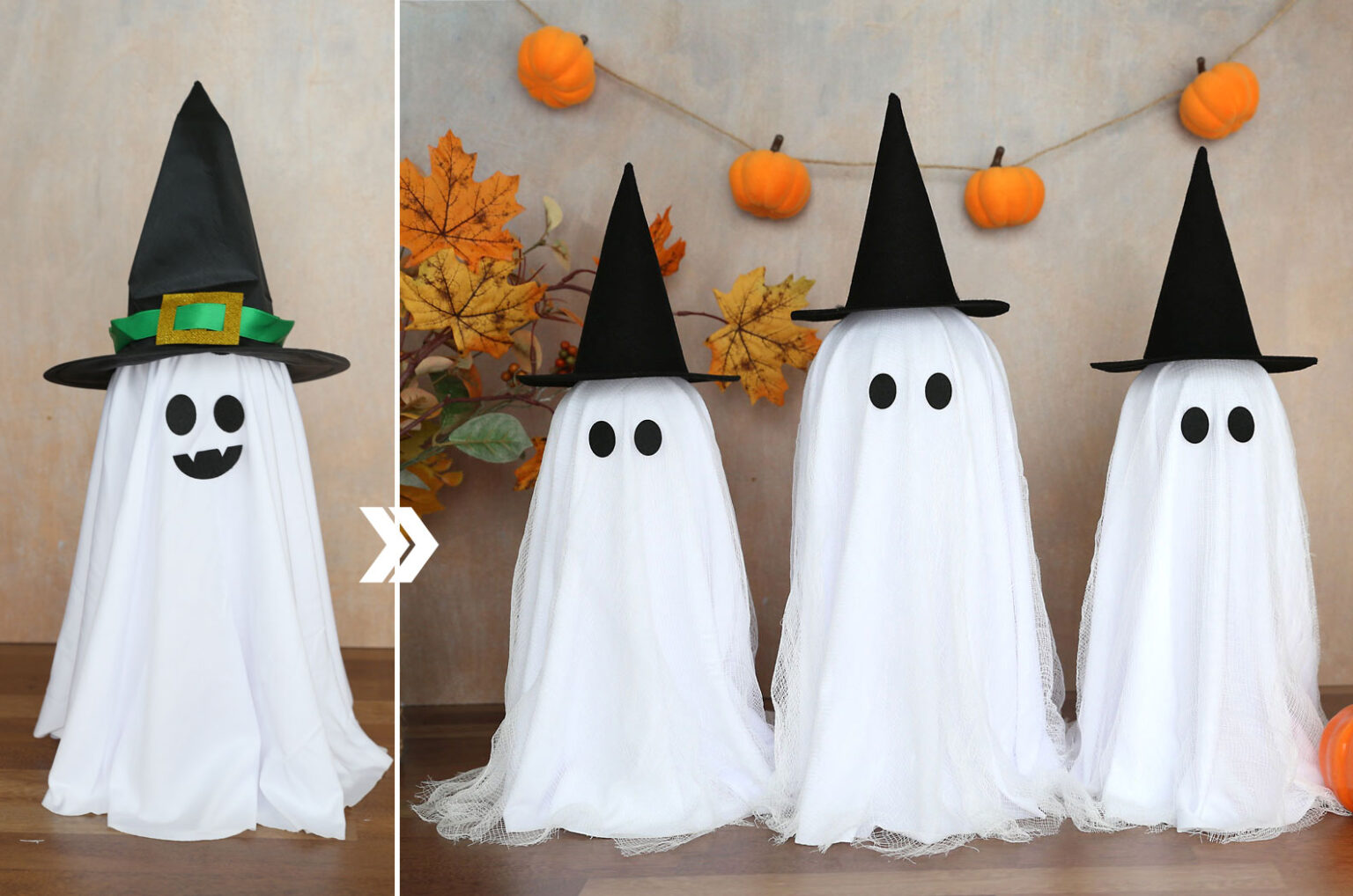 DIY Ghosts Centerpiece {Pottery Barn Dupe} - It's Always Autumn